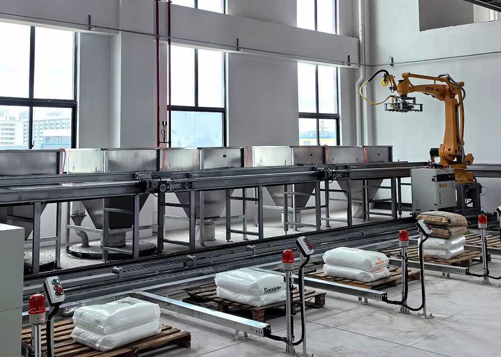6 Axis Robotic Arm Bag Unloading System PLC Control For PVC Industry
